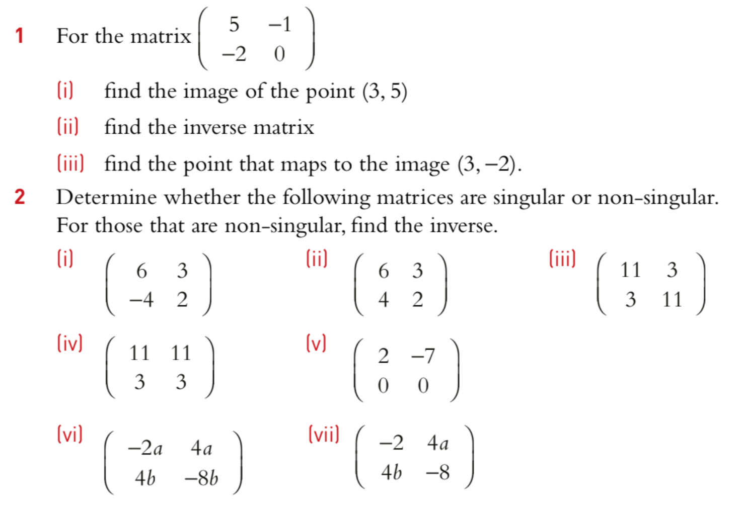 Solved 1. ﻿For the matrix ([5,-1],[-2,0])(i) ﻿find the image | Chegg.com
