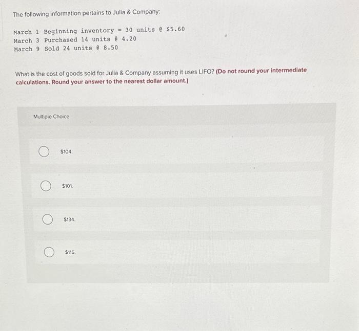 Solved The following information pertains to Julia \& | Chegg.com