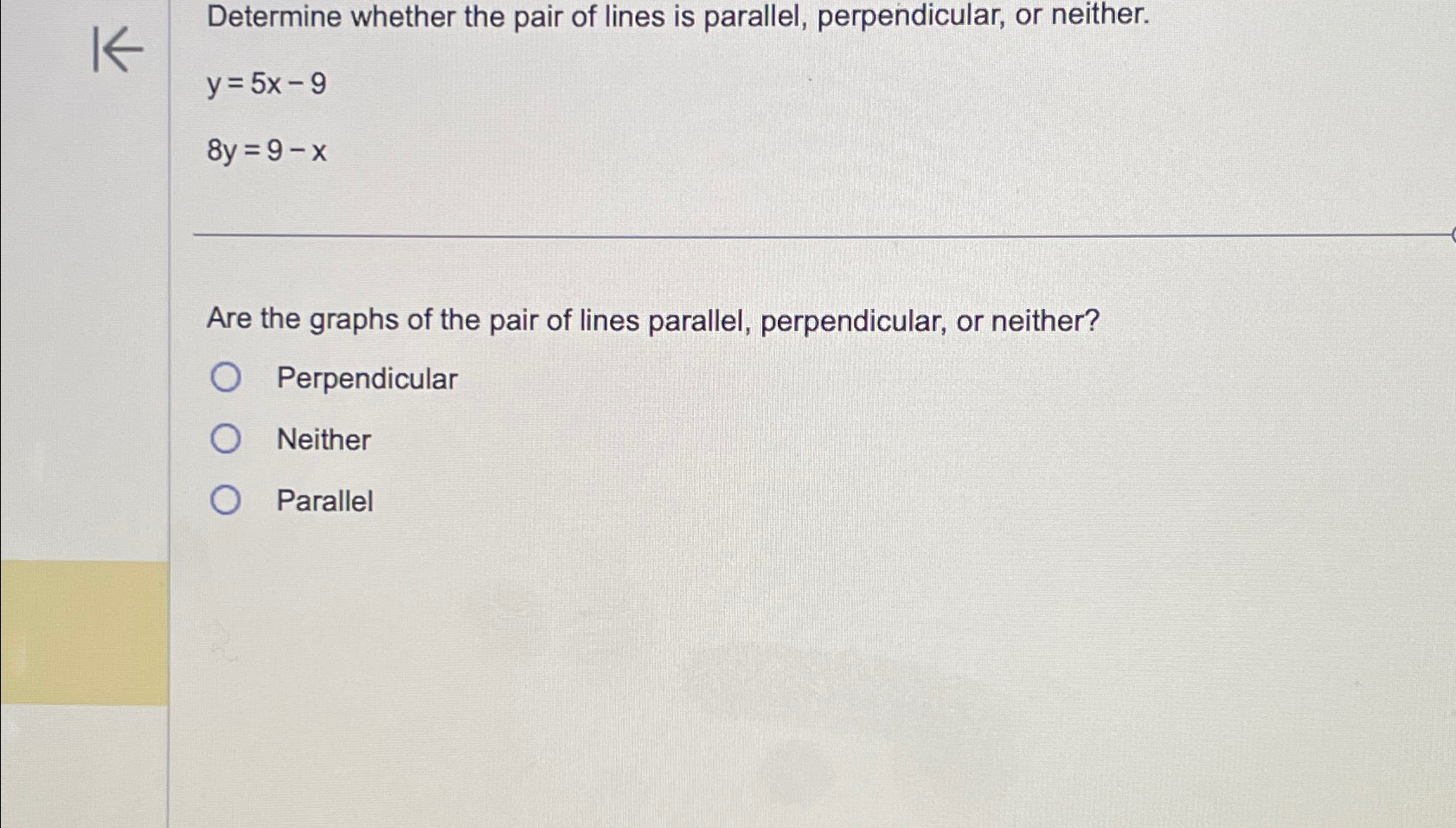 Solved Determine whether the pair of lines is parallel, | Chegg.com