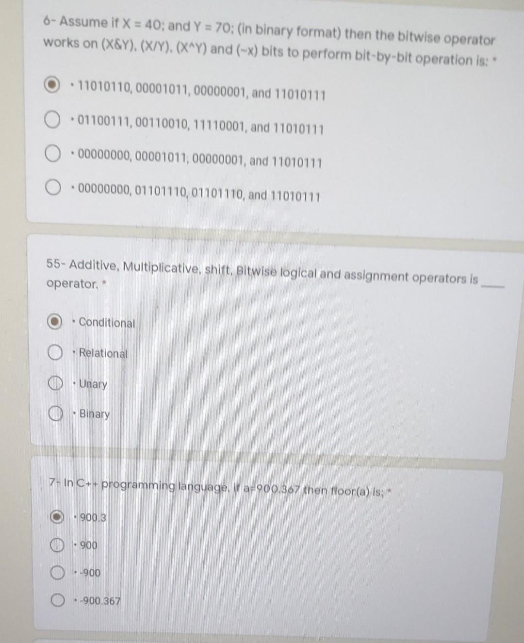Solved 6- Assume if X = 40; and Y = 70; (in binary format) | Chegg.com