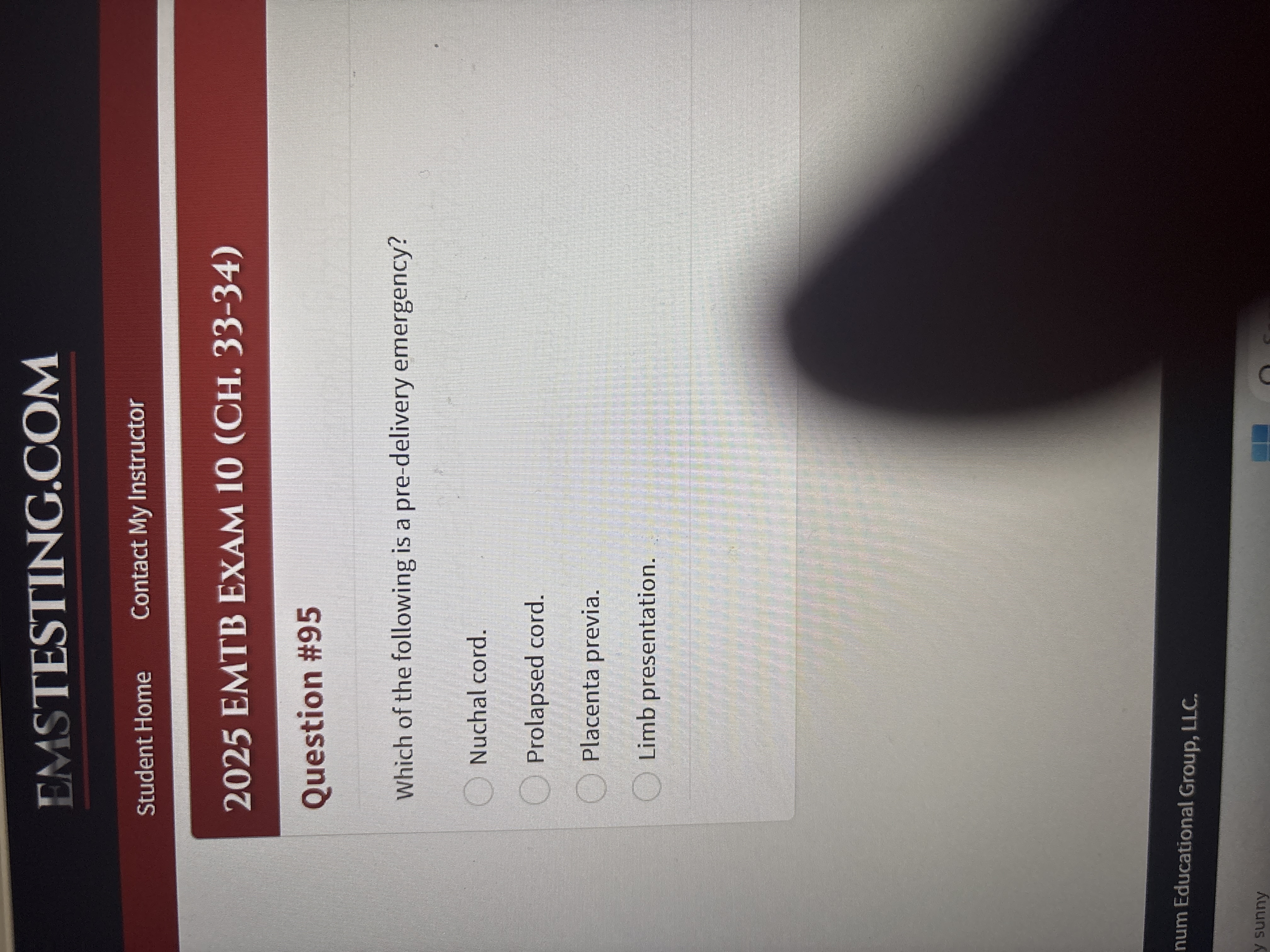 Solved EMSTESTING.COMStudent HomeContact My Instructor2025 | Chegg.com