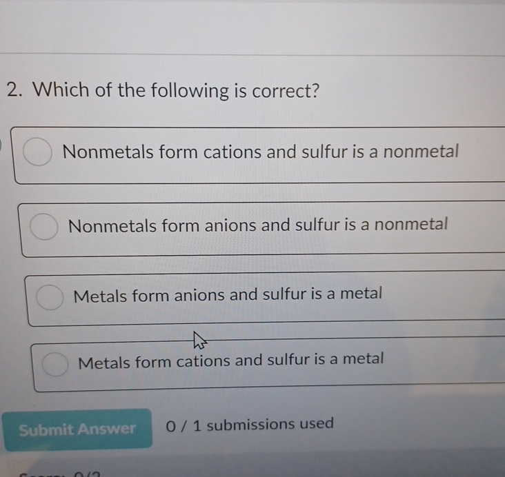 Solved Which of the following is correct?Nonmetals form | Chegg.com