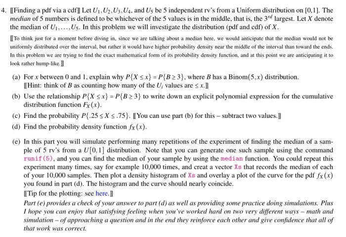 Solved IIFinding a pdf via a cdf ∥ Let U1,U2,U3,U4, and U5 | Chegg.com