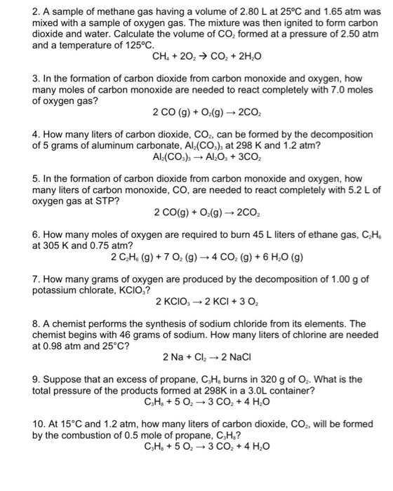 Solved 2. A sample of methane gas having a volume of 2.80 L | Chegg.com