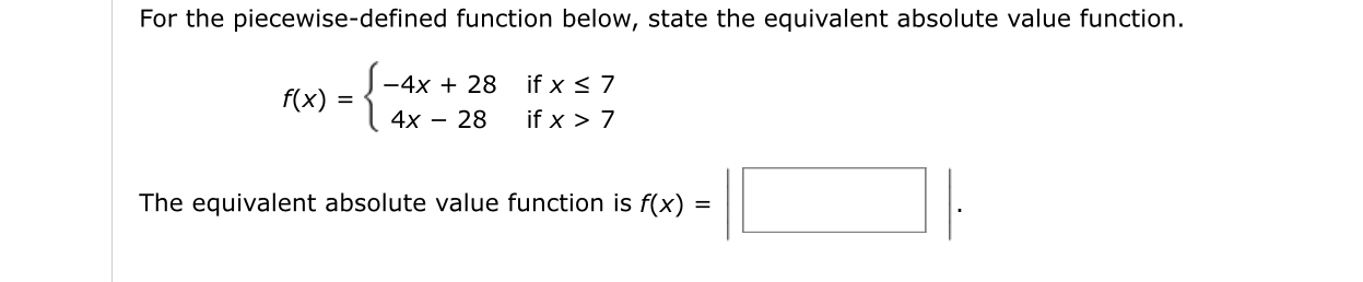 Solved For the piecewise-defined function below, state the | Chegg.com