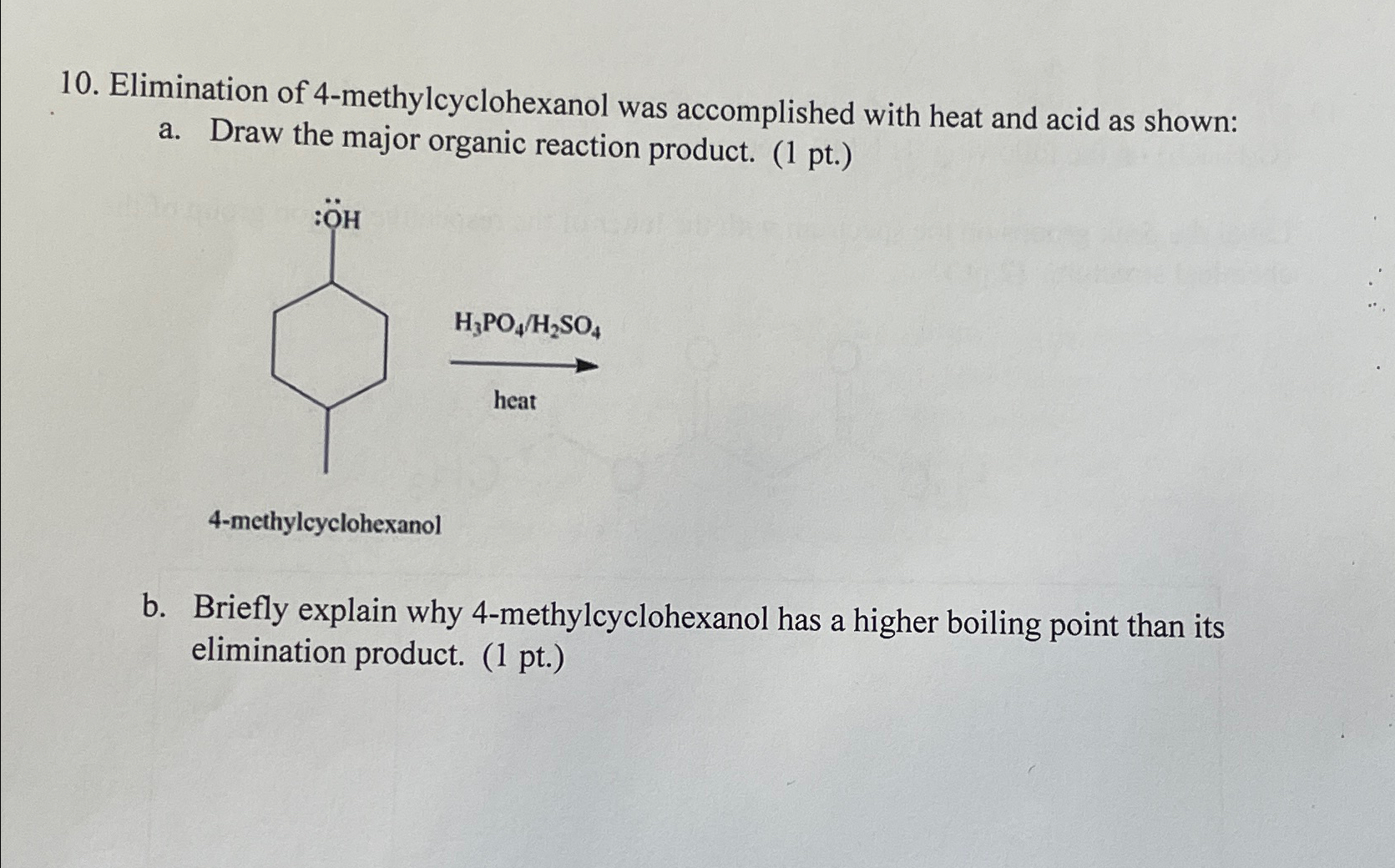 Solved Elimination of 4-methylcyclohexanol was accomplished | Chegg.com