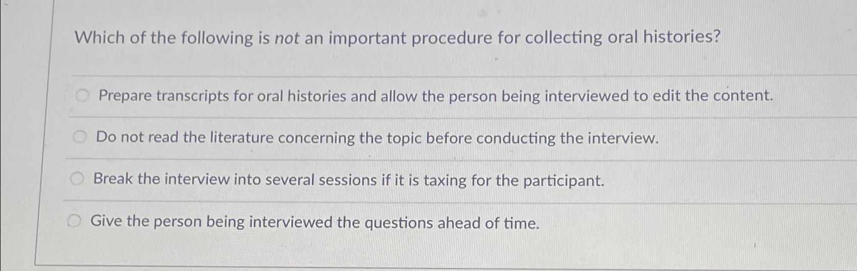 Solved Which of the following is not an important procedure | Chegg.com