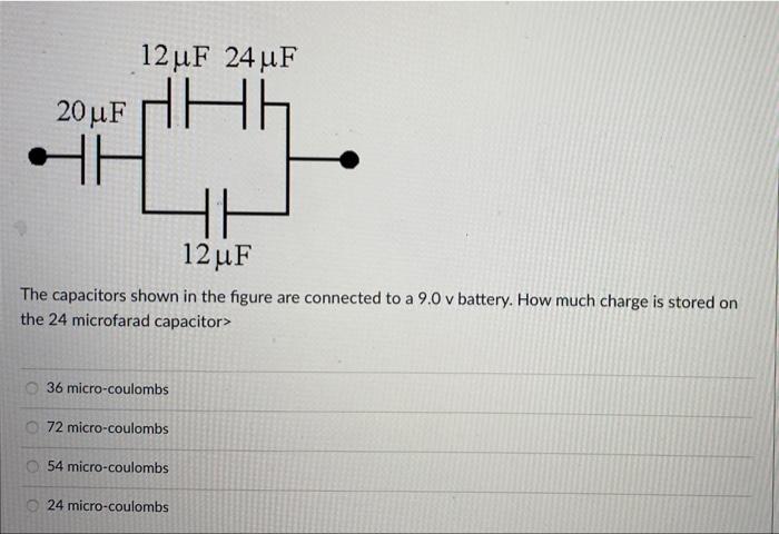 Solved 12uF 24uF 20 μF HH HH 12uF The capacitors shown in | Chegg.com