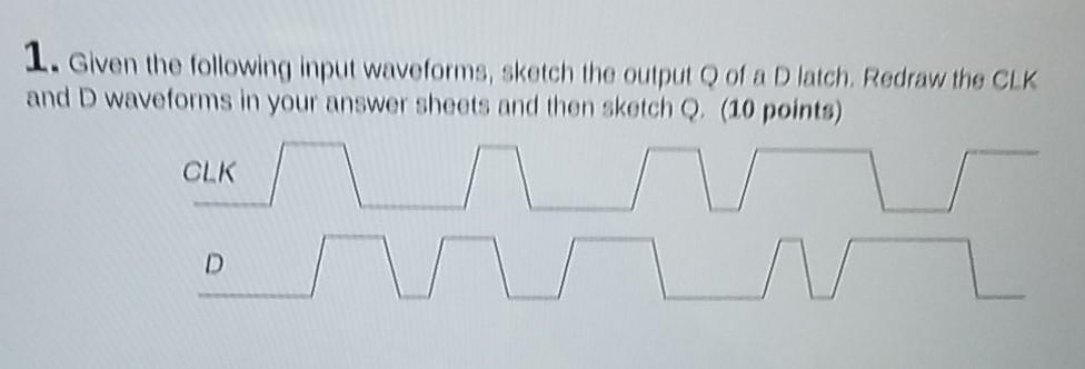 Solved 1. Given the following input waveforms, sketch the | Chegg.com
