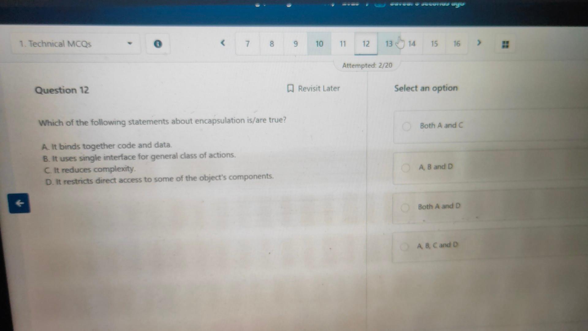 Solved uestion 2 W Revisit Later Select an option Consider | Chegg.com