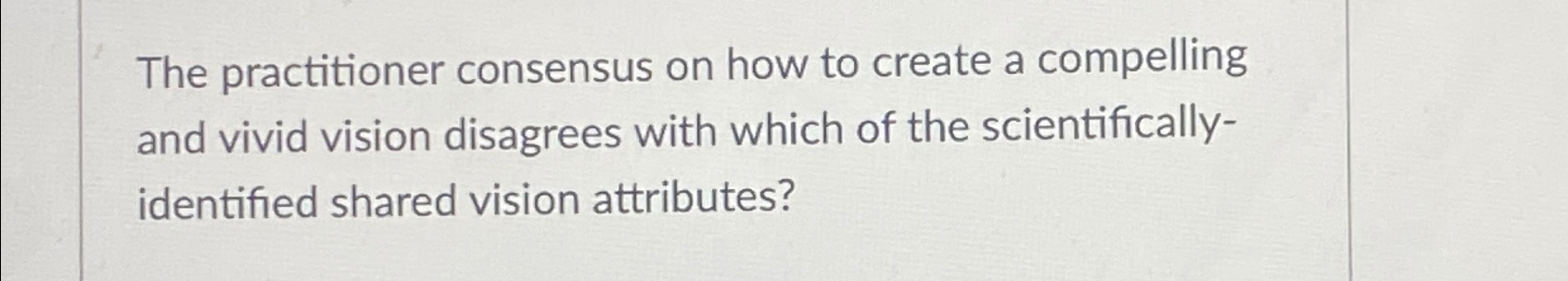 Solved The practitioner consensus on how to create a | Chegg.com