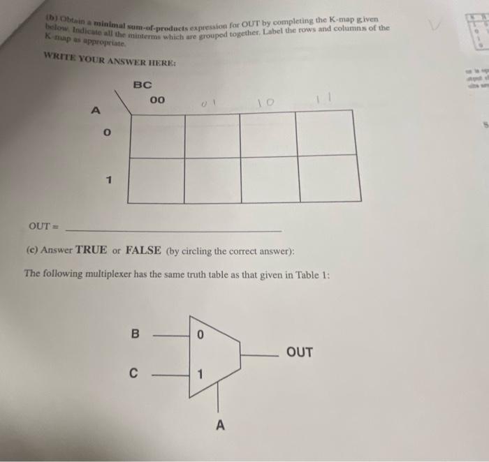 Solved (a) Given the truth table listod below where A,B, and | Chegg.com