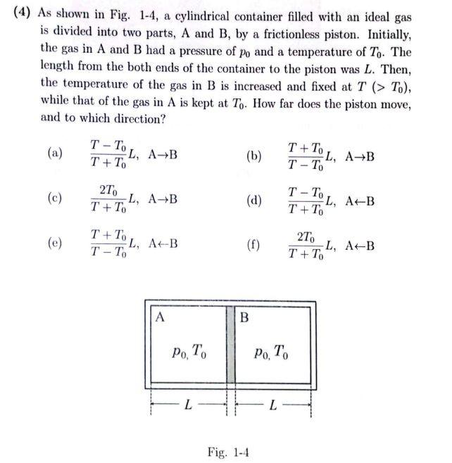 Solved (4) As shown in Fig. 1-4, a cylindrical container | Chegg.com
