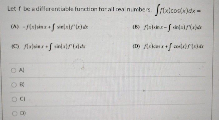Solved Let f be a differentiable function for all real | Chegg.com