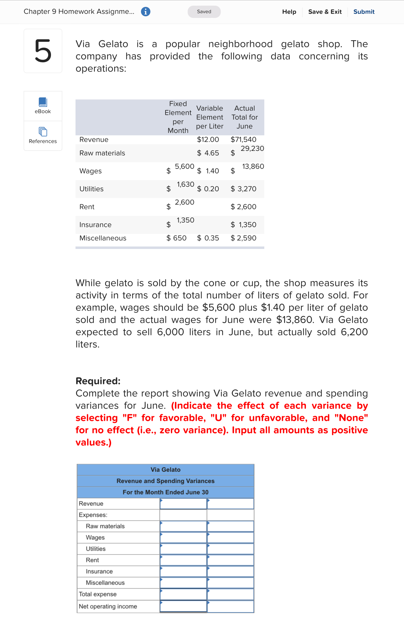 Solved Chapter 9 ﻿Homework Assignme...(i)HelpSave & ExitVia | Chegg.com