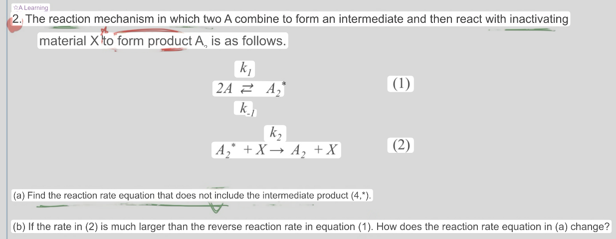 Solved The reaction mechanism in which two A combine to form | Chegg.com