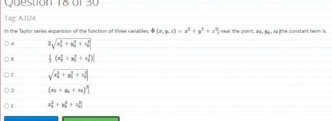 Solved zej + yez + zeg in the Taylor series expansion of the | Chegg.com