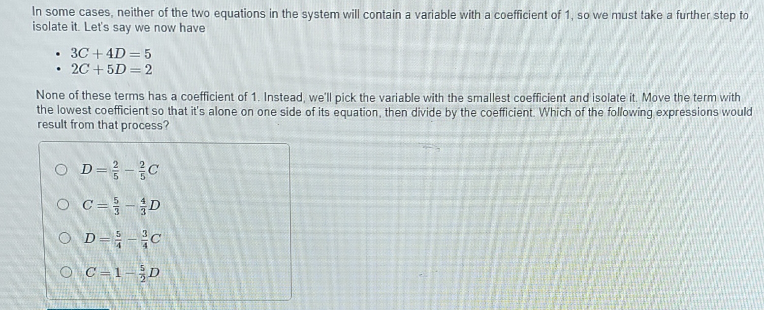 Solved In some cases, neither of the two equations in the | Chegg.com