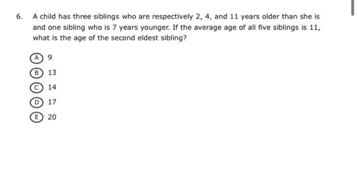 Solved 6. A child has three siblings who are respectively | Chegg.com