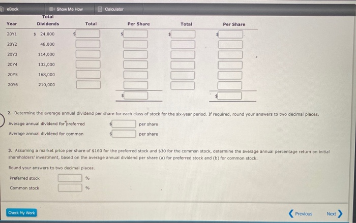 Solved 1. Determine the total dividends and the per share | Chegg.com