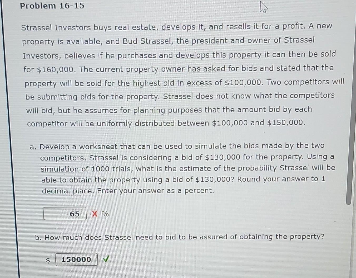 Solved Strassel Investors buys real estate, develops it, and | Chegg.com