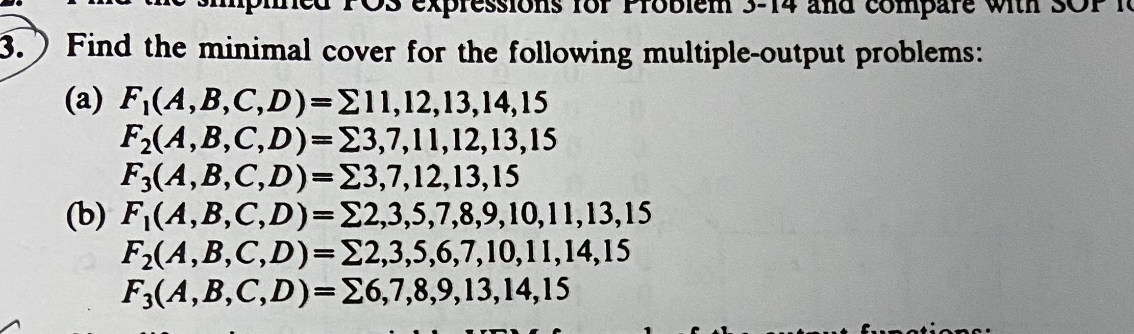 Find the minimal cover for the following | Chegg.com