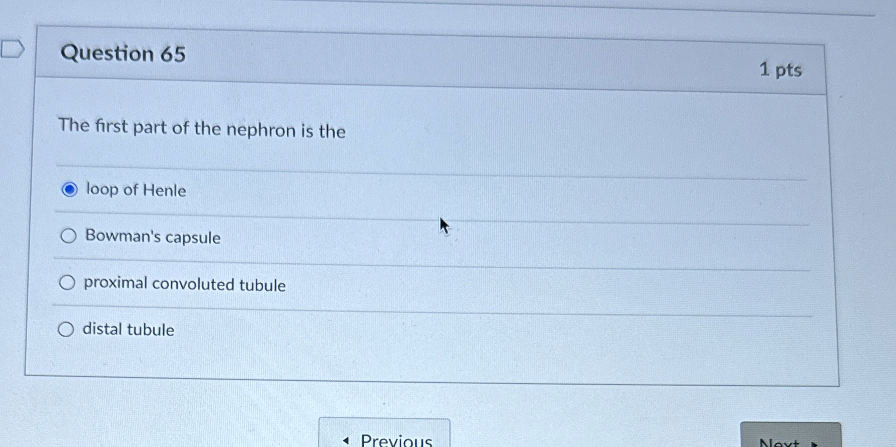 Solved Question 651 ptsThe first part of the nephron is | Chegg.com Solved Question 651 ptsThe first part of the nephron is | Chegg.com
