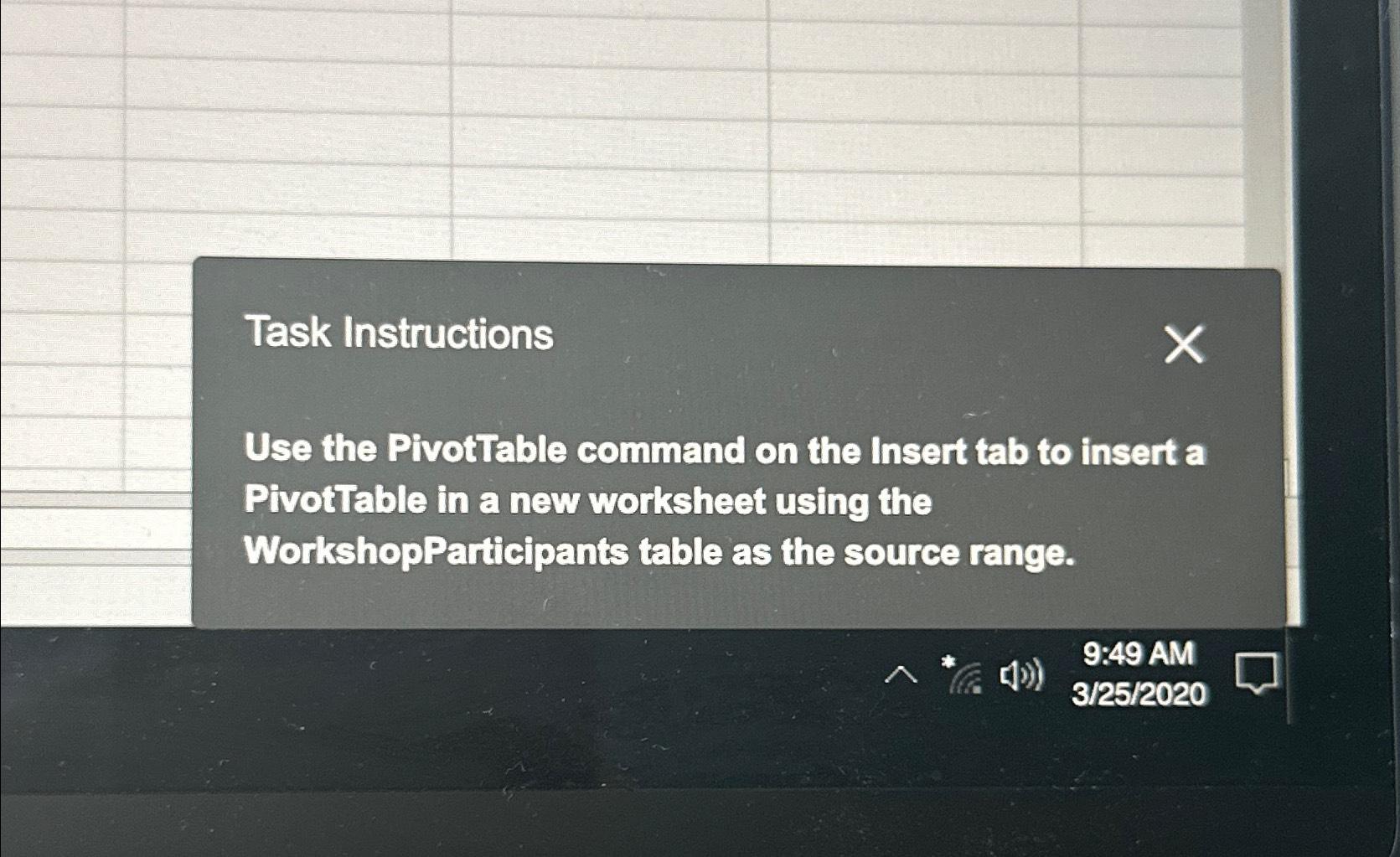 Solved Task InstructionsUse the PivotTable command on the | Chegg.com