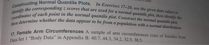 Solved Constructing Normal Quantile Plots. In Exercises | Chegg.com