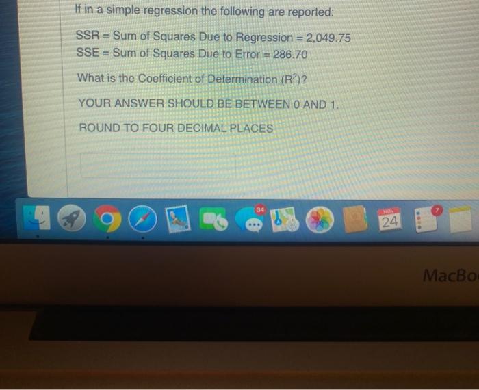 Solved If in a simple regression the following are reported: | Chegg.com