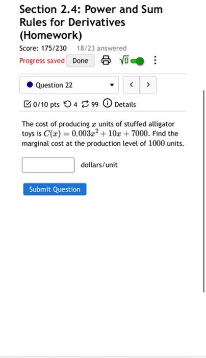 Solved Section 2.4: Power and Sum Rules for Derivatives | Chegg.com