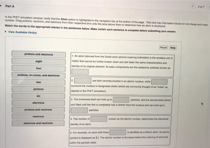 Solved Part A 2017 In the PhET simulation window, verify | Chegg.com