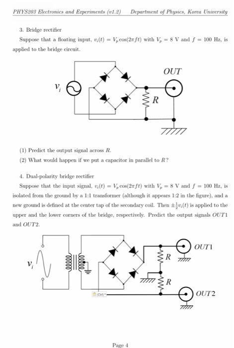 Solved PHYS203 Electronics and Experiments (v1.2) Department | Chegg.com