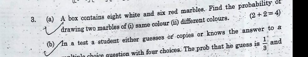 Solved (a) ﻿A box contains eight white and six red marbles. | Chegg.com