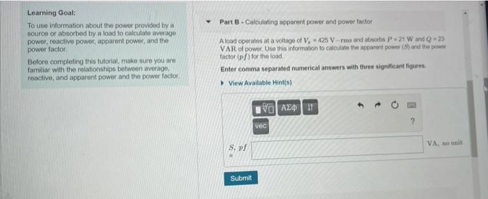 Solved Part A. Calculating average power, reactive power, | Chegg.com