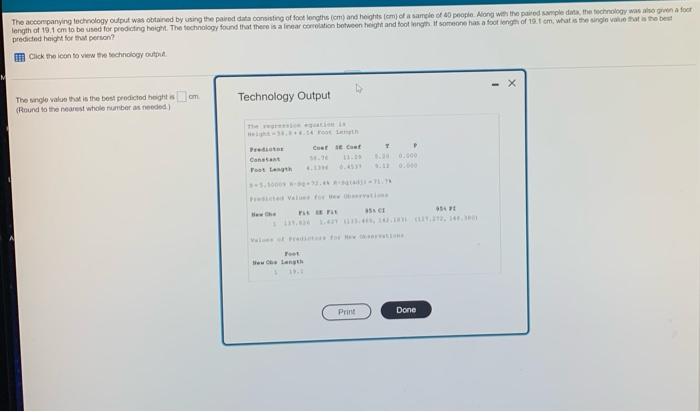 Solved The accompanying technology output was obtained by | Chegg.com