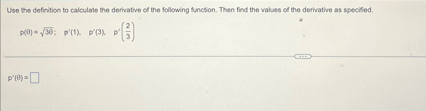 Solved Use the definition to calculate the derivative of the | Chegg.com