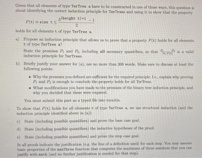 Solved Consider the following definition of ternary trees of | Chegg.com