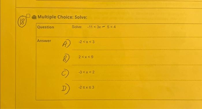 Solved Multiple Choice: Solve: Question Solve: −11