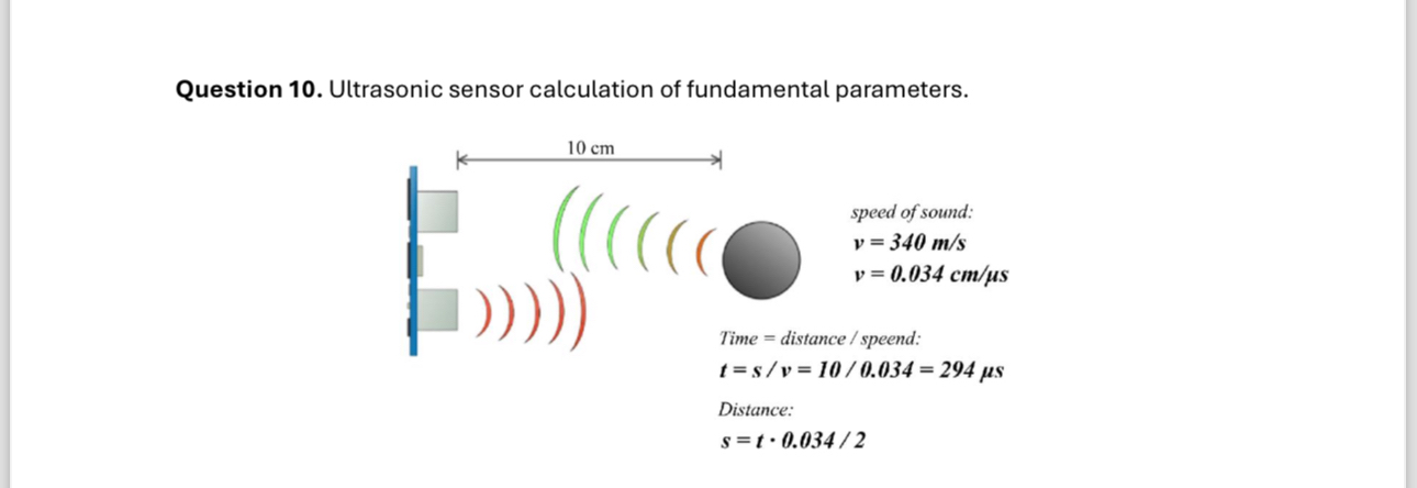 Solved Question 10. ﻿Ultrasonic sensor calculation of | Chegg.com