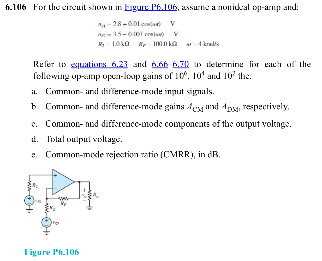 Solved 6.106 ﻿For the circuit shown in Figure P6.106, | Chegg.com