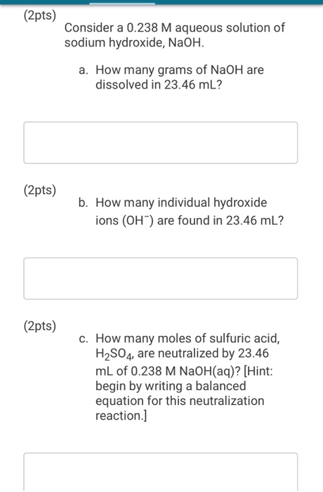 Solved (2pts) Suppose you used 0.5 M NaOH to titrate your | Chegg.com