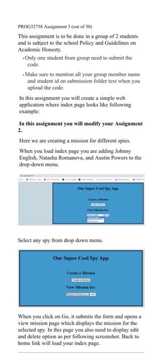 Solved PROG32758 Assignment 3 (out of 30) This assignment is | Chegg.com
