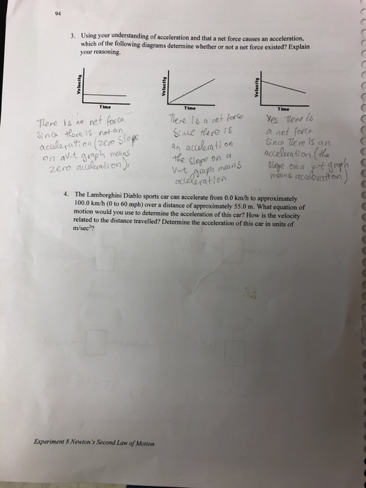 Solved 1. Using your understanding of acceleration and that | Chegg.com