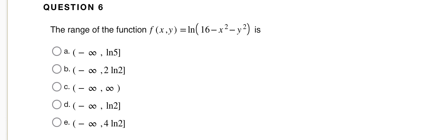 Solved QUESTION 6The range of the function | Chegg.com