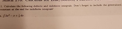 Solved Calculate the following definite and indefinite | Chegg.com