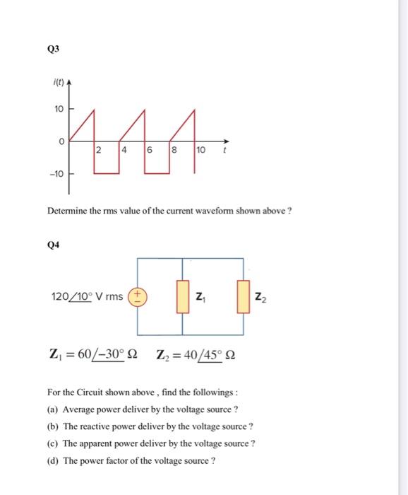 Solved Determine the rms value of the current waveform shown | Chegg.com