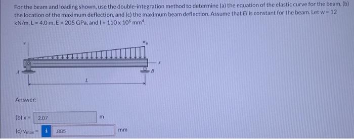 Solved For the beam and loading shown, use the | Chegg.com