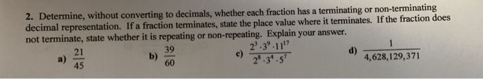 Solved 2. Determine, without converting to decimals, whether | Chegg.com