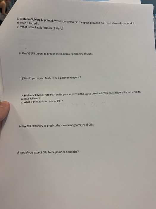 Solved Problem Solving receive full credit blem Solving (7 ) | Chegg.com